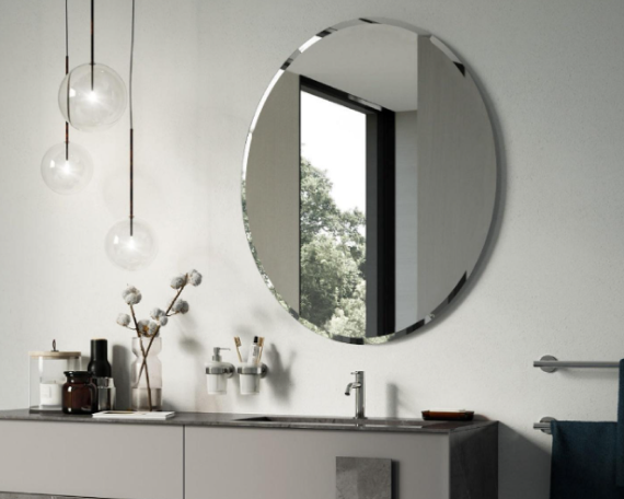 frameless mirror oval
